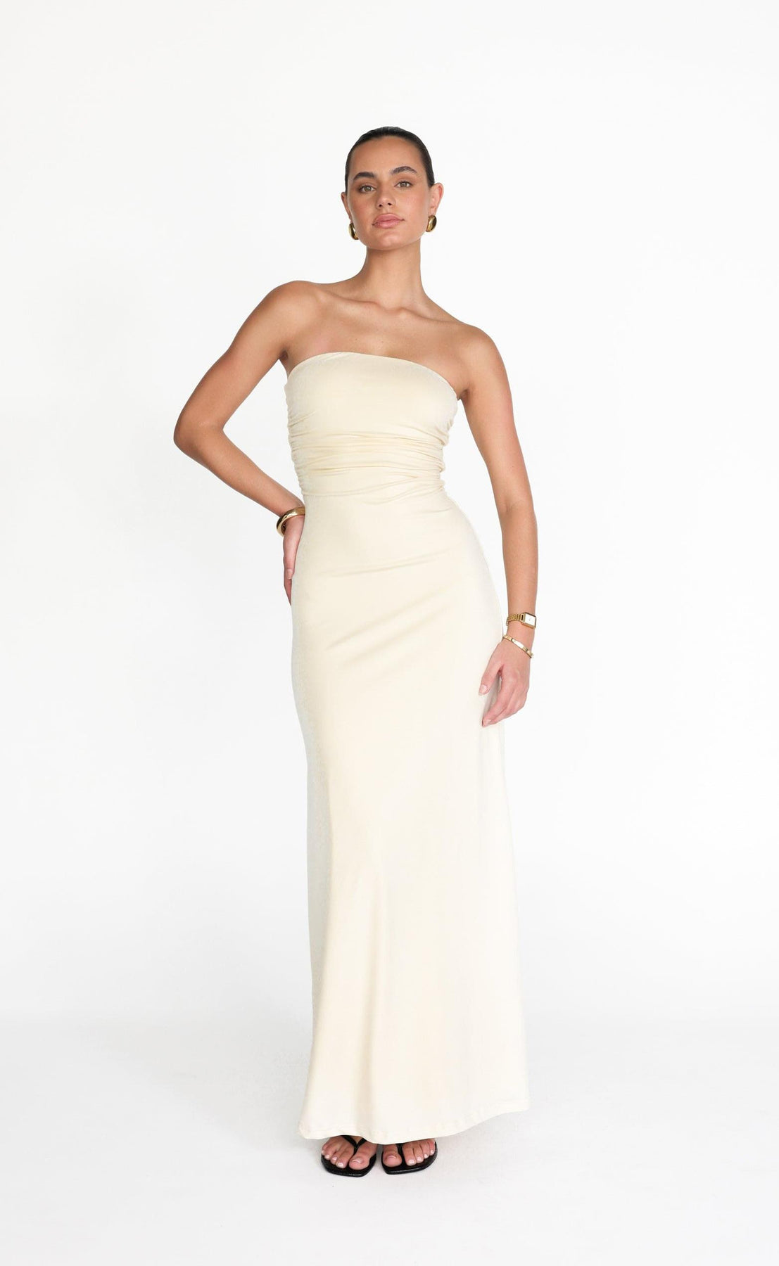 Sarie Maxi Dress (Oat) | CHARCOAL Exclusive - Strapless Bodycon Jersey ...