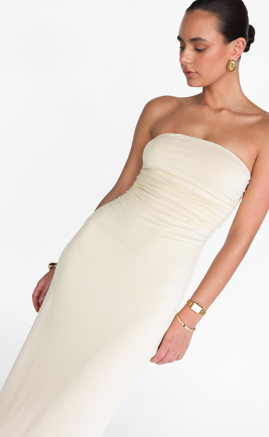 Sarie Maxi Dress (Oat) | CHARCOAL Exclusive - Strapless Bodycon Jersey ...