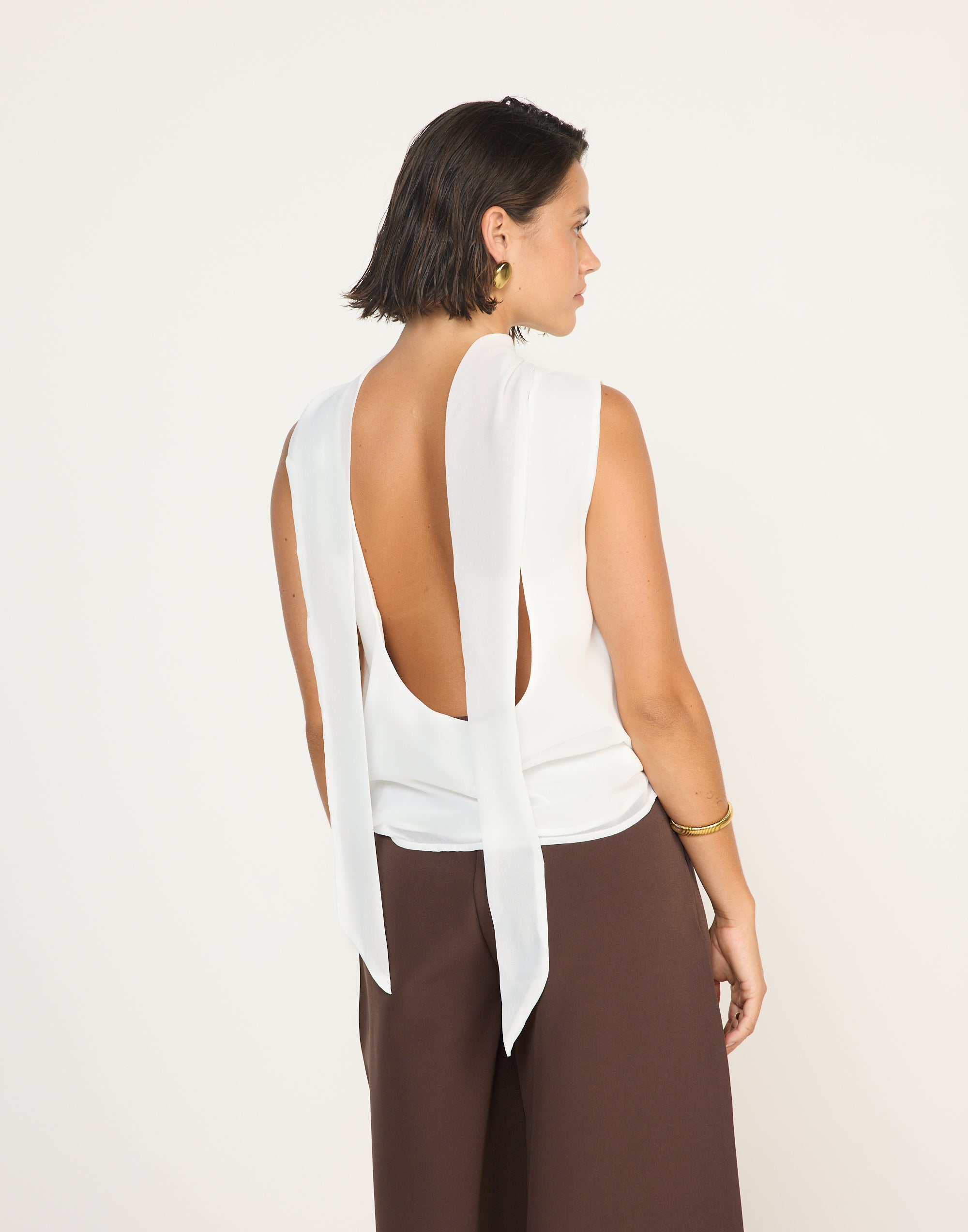 Nikolai Top (White) | CHARCOAL Exclusive - High Neckline Low Back Top ...