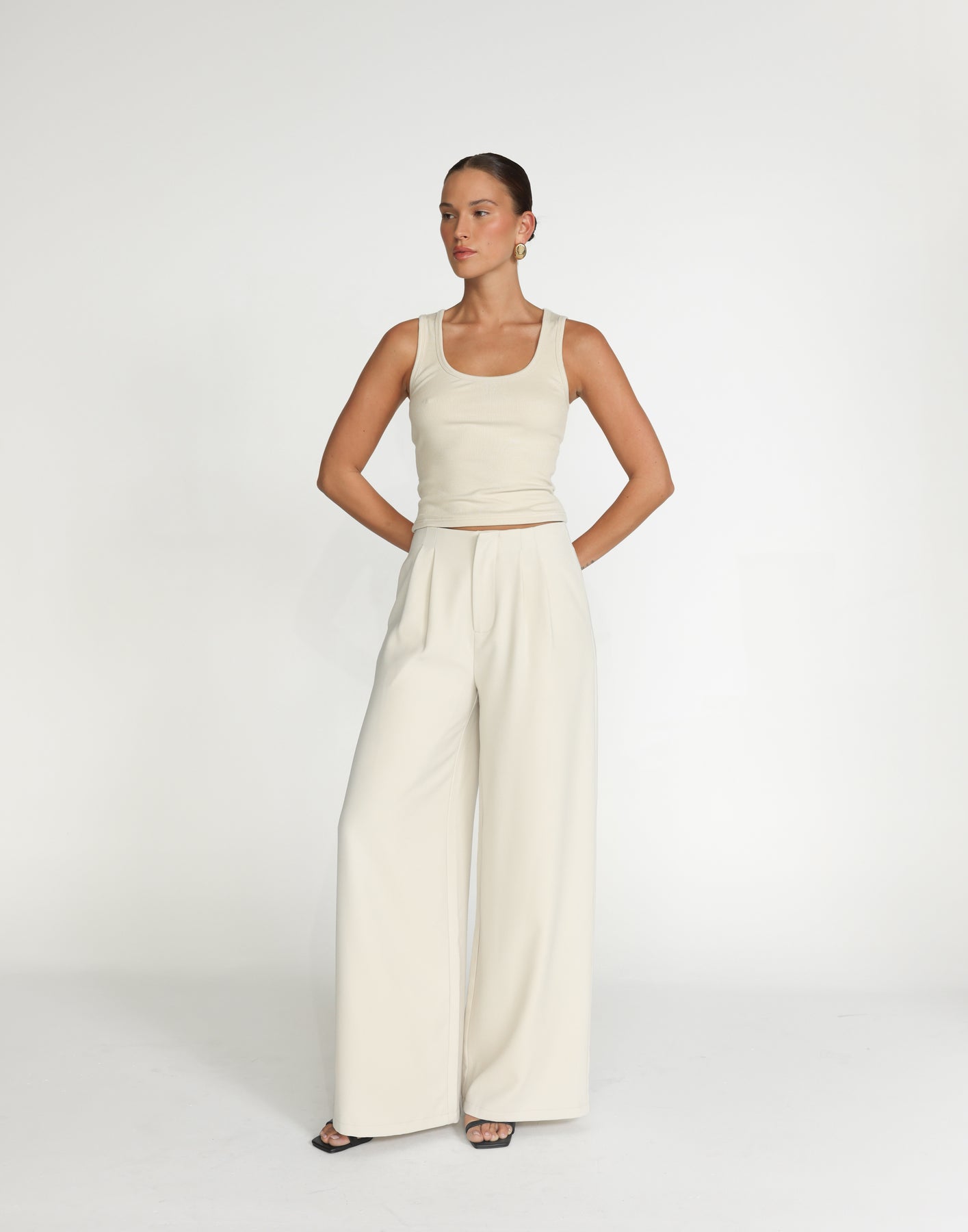 Bethany Pants (Oat) | CHARCOAL Exclusive - High Rise Wide Leg Pant