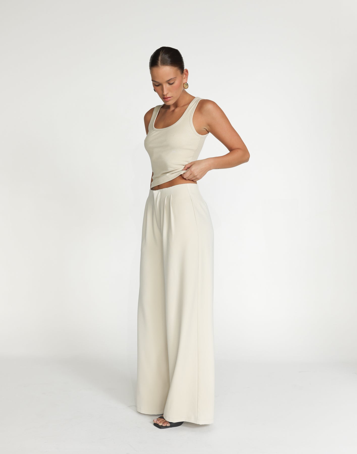 Bethany Pants (Oat) | CHARCOAL Exclusive - High Rise Wide Leg Pant