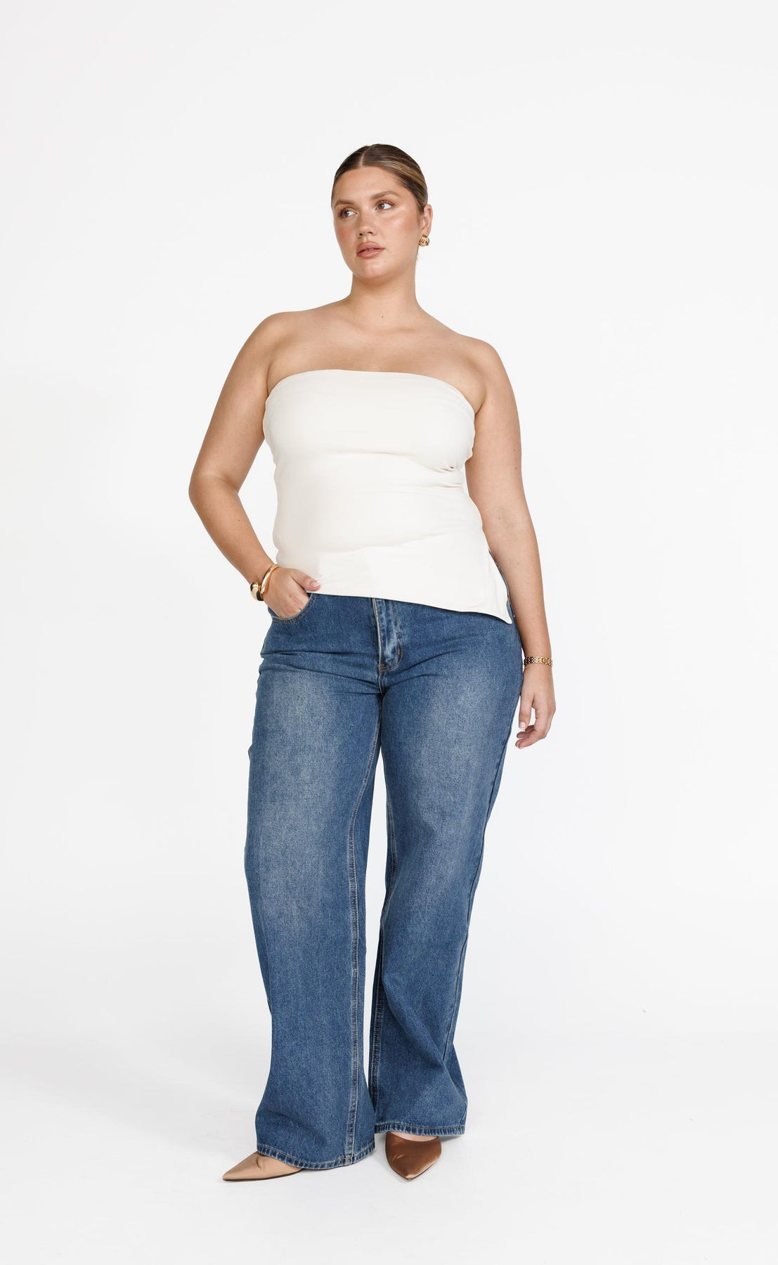 Monique Strapless Top (Oat) | Charcoal Clothing Exclusive - Bodycon ...