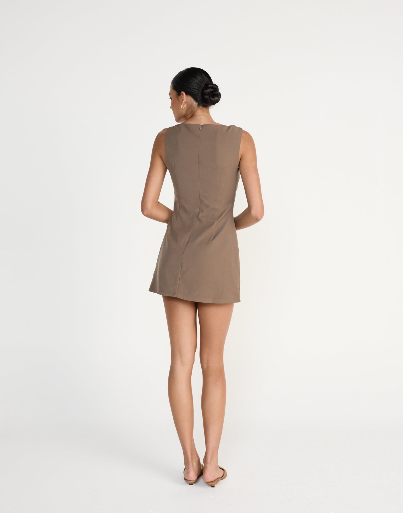 Aisling Mini Dress (Coffee) | CHARCOAL Exclusive - Tailored Flared ...