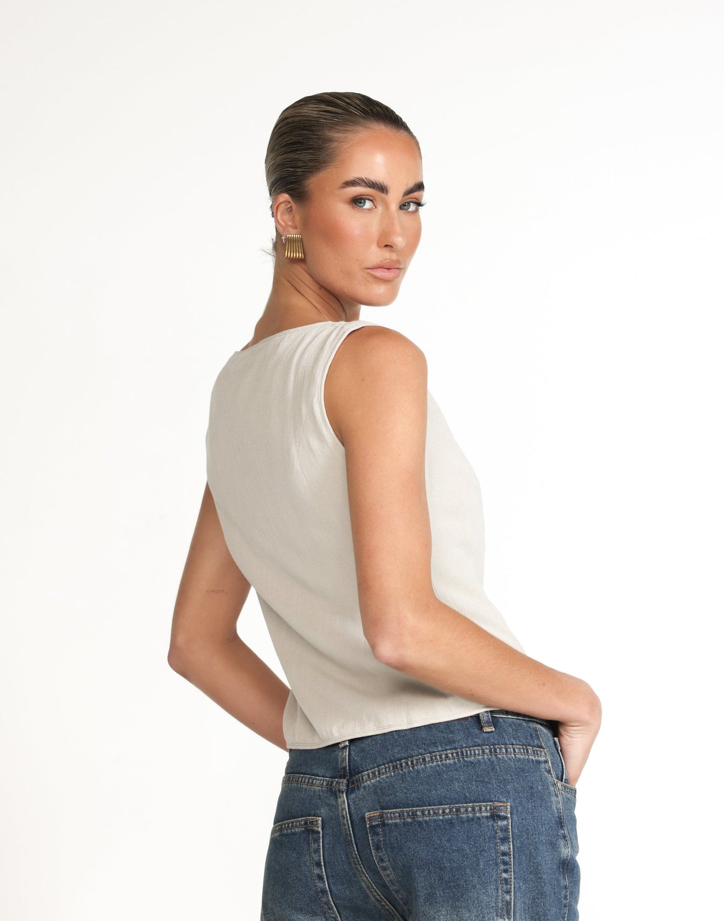 Asta Top (Latte) | CHARCOAL Exclusive - Contrast Detail Natural Fibre ...