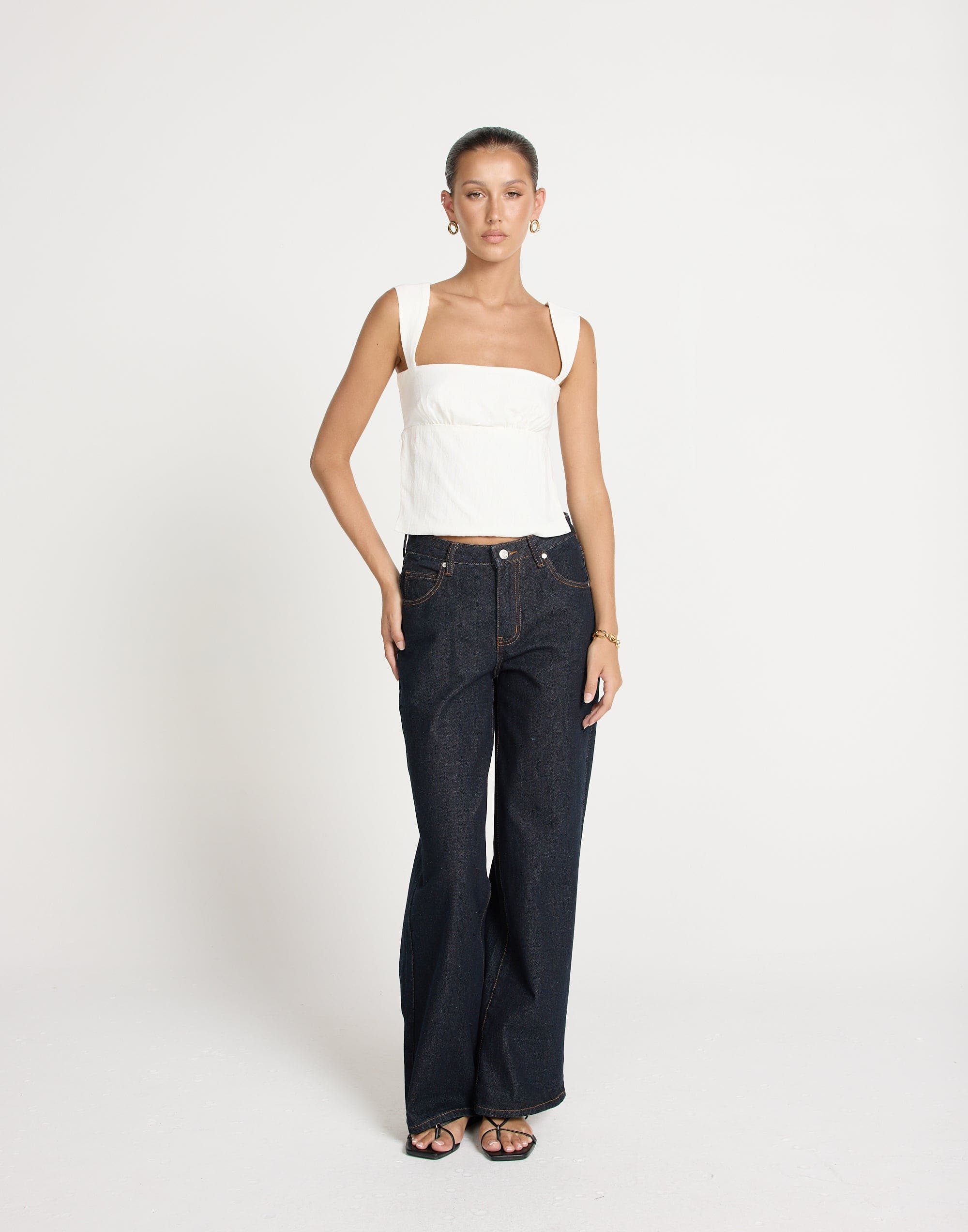 Schaffer Top (White) - Linen Tie-Up Open Back Top – CHARCOAL