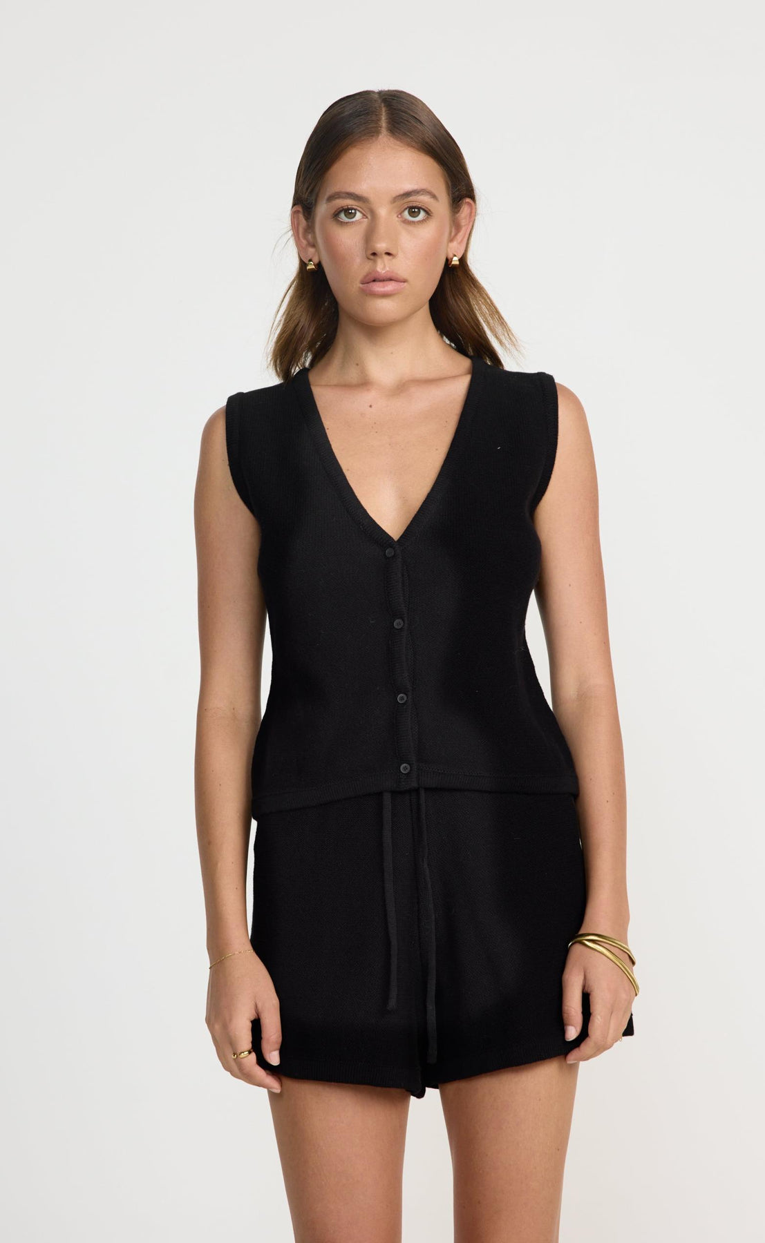 Tamia Top (Black) - CHARCOAL Exclusive - Knit Loose Fitting Vest Style Top