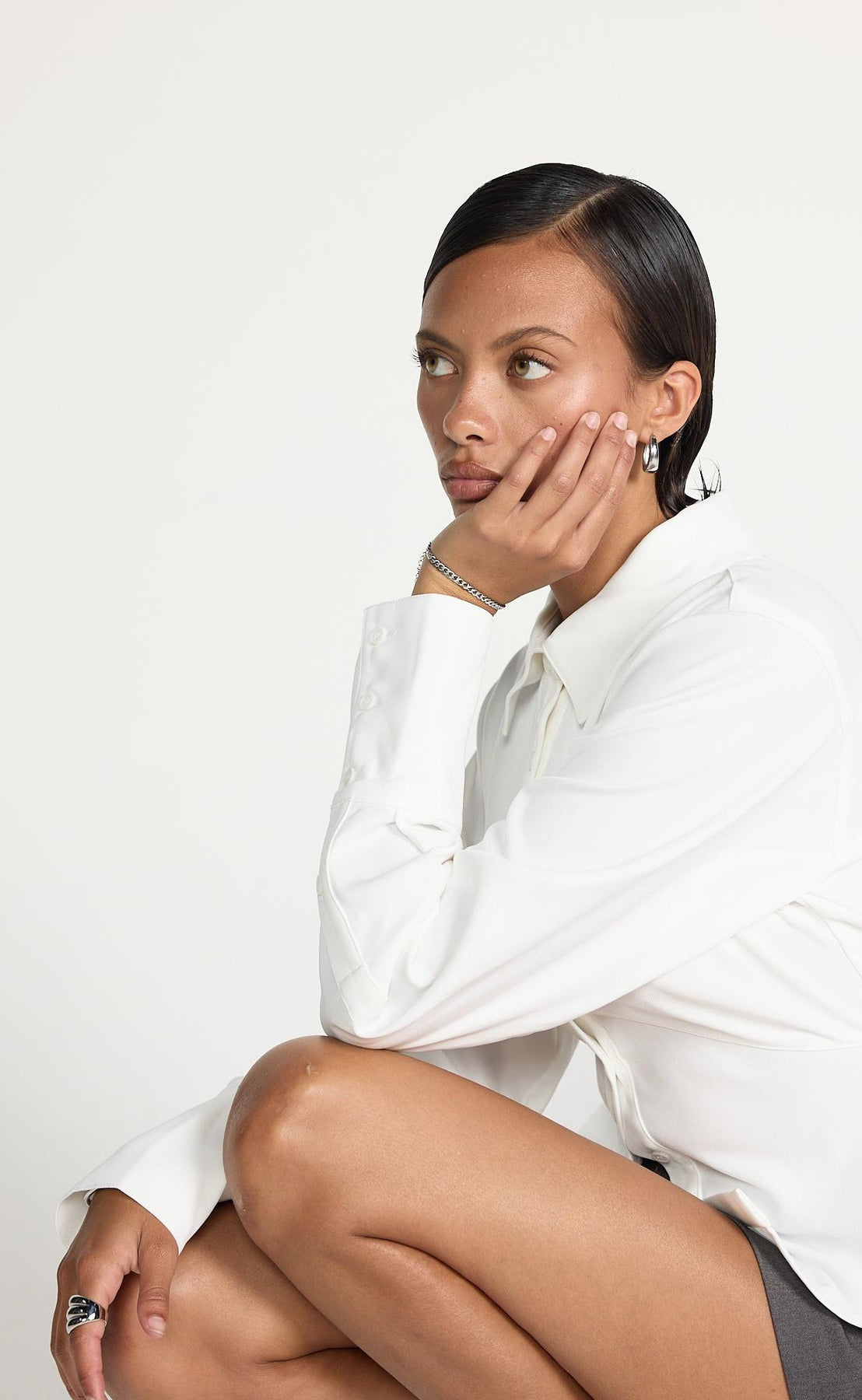 Valkyrie Top (White) | CHARCOAL EXCLUSIVE | Fitted button up top